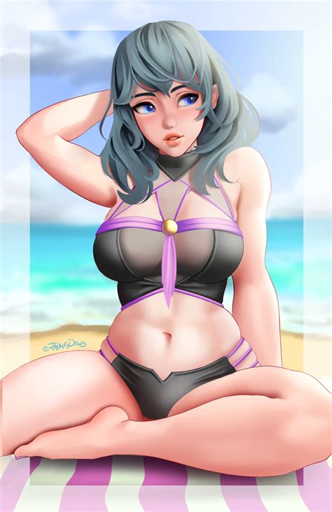 Rule 34 1girls Alternate Costume Beach Bikini Black Bikini Black Swimsuit Blue Eyes Breasts