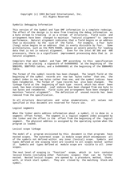 Borland Symbolic Debugging Information Pdf Scope Computer Science