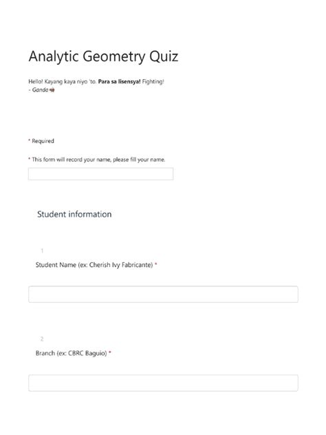 Quiz 7 Analytic Geometry Pdf