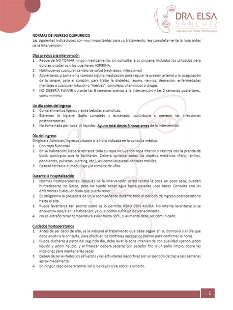 Normas De Ingreso Quirurgico Pdf Resfriado Comun Medicina Clinica