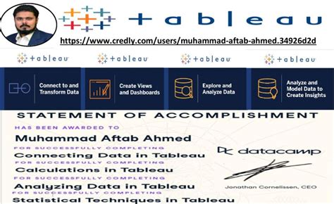 Muhammad Aftab Ahmed On Linkedin Databadge Tableau Datacamp Tabpy Python Businessanalytics