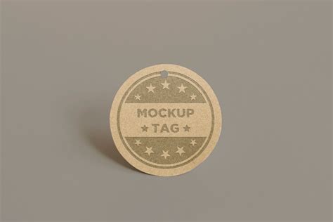 Premium Psd Rounded Label Tag Mockup Design