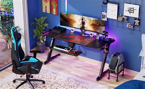Eureka Ergonomic Z60 Gaming Desk 60 Z Shaped Large Pc Computer Gaming