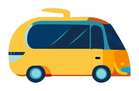 Yellow Mini Bus Or Van Element In Flat Style 24544162 Vector Art At