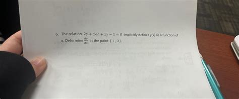 solved the relation 2y xey xy 1 0 ﻿implicitly defines y x