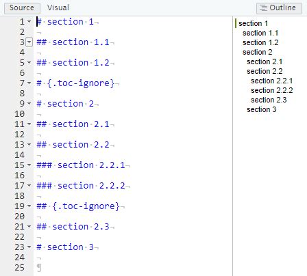 Document Outline Indention Gets Mixed Up With Unlabeled Sections Issue Rstudio