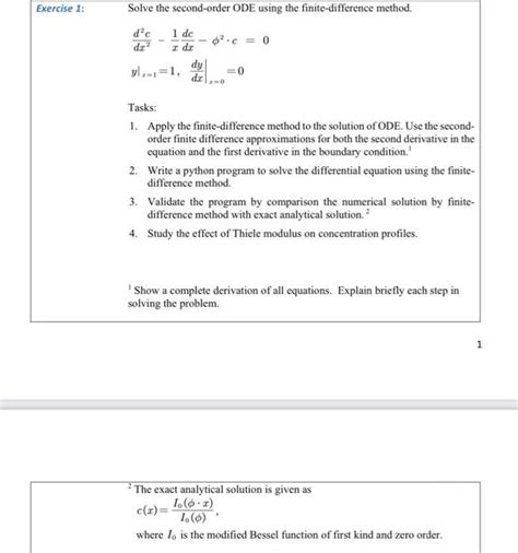 Exercise 1 Solve The Second Order Ode Using The