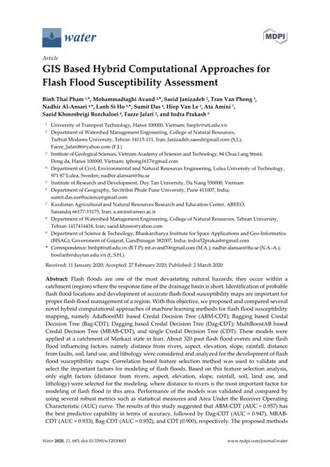 Pdf Gis Based Hybrid Computational Approaches For Flash Flood Susceptibility Assessment