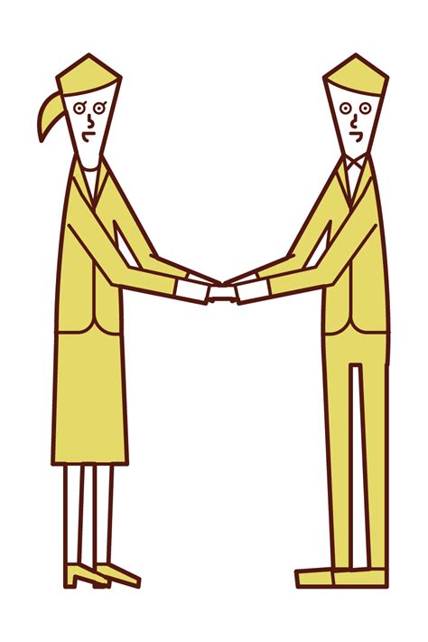 명함을 교환하는 남자와 여자의 일러스트 무료 일러스트 소재집 Kukukeke