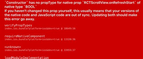 Reactjs React Native Ios Error Rctscrollviewonrefreshstart After