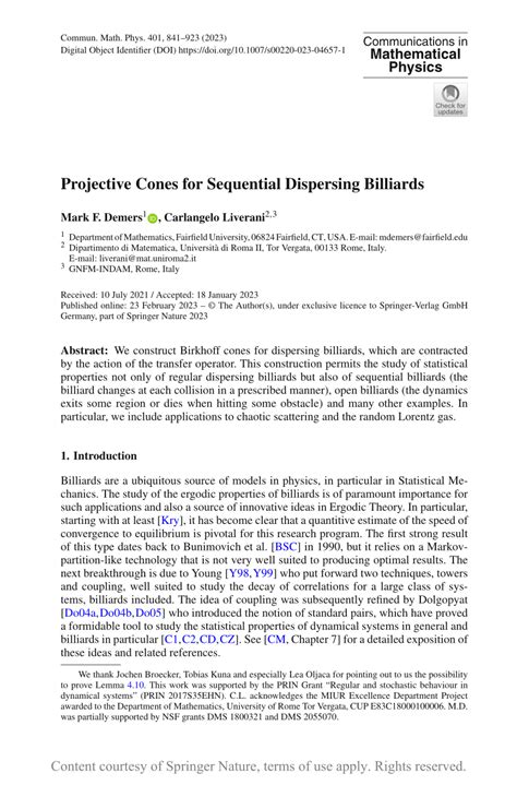 Projective Cones For Sequential Dispersing Billiards