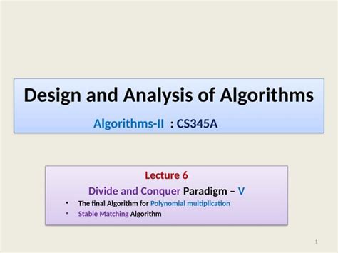 Design And Analysis Of Algorithms Slides Of Lecture 1 2 And 3 Ppt