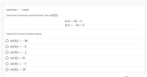 Solved Given The Functions S And T Below Find S T 2 Chegg Com