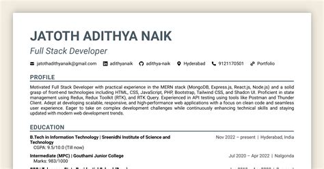 jatoth adithya naik online resume