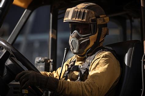 Grader Operator Wearing Protective Gear While Working Best Grader Picture Premium Ai Generated