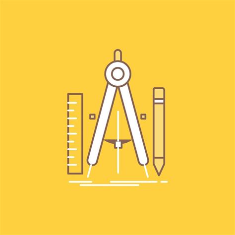 Build Design Geometry Math Tool Flat Line Filled Icon Beautiful Logo Button Over Yellow