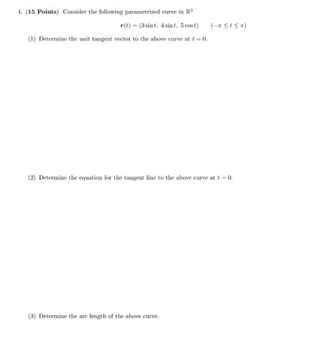 Solved Points Consider The Following Parametrized Chegg