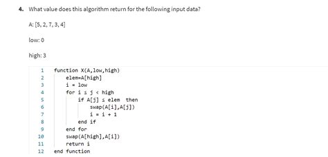solved 4 what value does this algorithm return for the