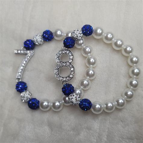 Zeta Phi Beta Blue And White Line Number Bracelet Etsy