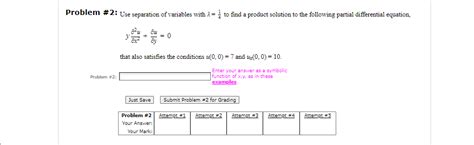 Solved Problem Use separation of variables with λ to Chegg