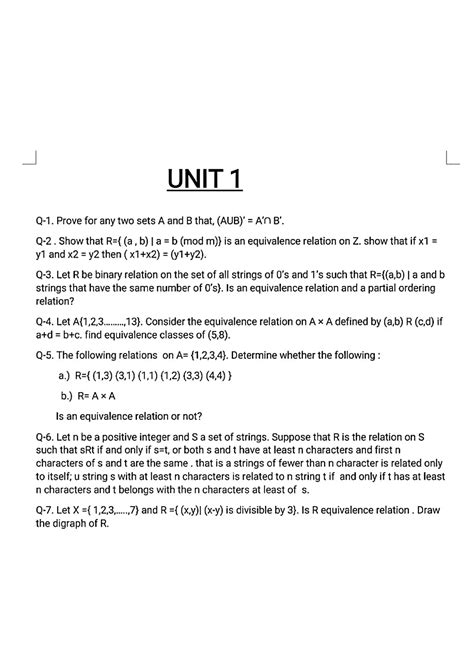 Discrete Imp Questions Unit 1 And 2 Discrete Structure Andtheory Of
