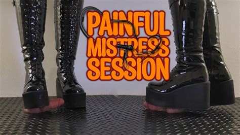 Painful Mistress Session In Heavy Chunky Platform Black Cbt Boots Tamystarly Bootjob