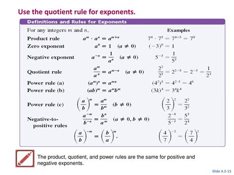Ppt 4 2 Integer Exponents And The Quotient Rule Powerpoint Presentation Id 2001884