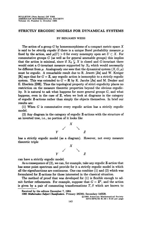 Pdf Strictly Ergodic Models For Dynamical Systems