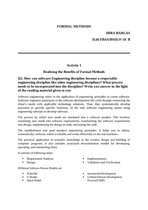Benefits Of Formal Methods Docsity