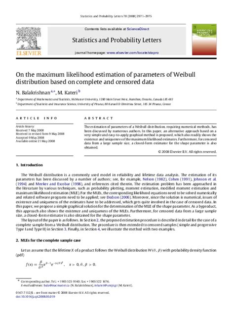 pdf on the maximum likelihood estimation of parameters of weibull