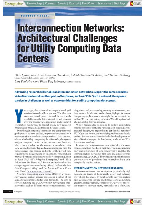 Pdf Interconnection Networks Architectural Challenges For Utility Computing Data Centers