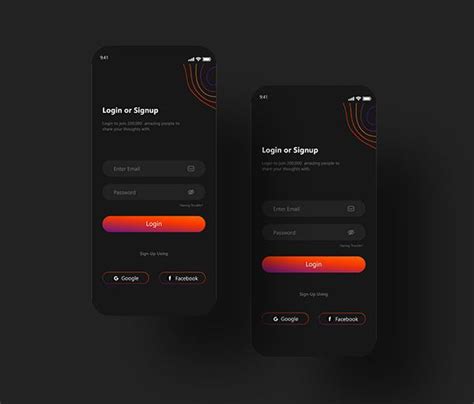 modern login page dark ui login page mobile login login
