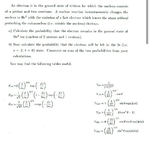 Solved An Electron Is In The Ground State Of Tritium For