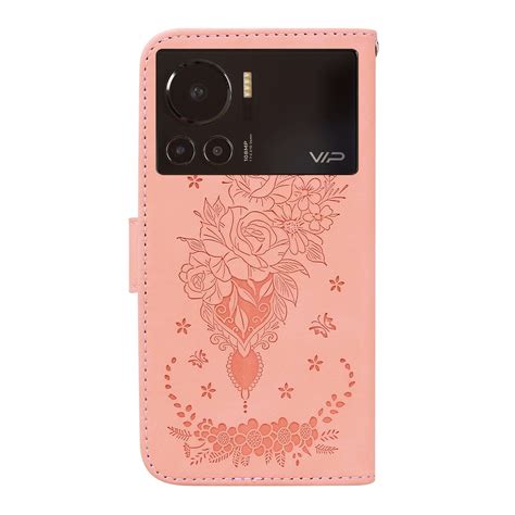For Infinix Note Vip Butterfly Rose Embossed Leather Phone Case Pink Alexnld Com