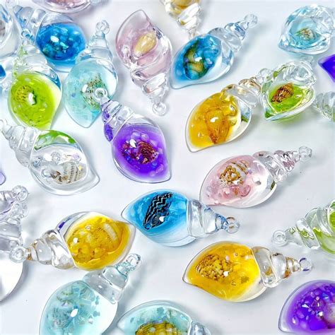 10pcs Colorful Luminous Conch Medium Conch Diy Cream Glue Keychain Bag