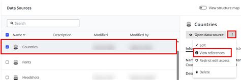 how to preview the references of a data source or data source item