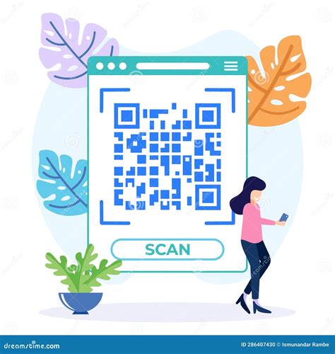 Illustration Vector Graphic Cartoon Character Of Qr Code Scanning Stock Vector Illustration Of