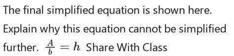 Solved The Final Simplified Equation Is Shown Here Explain Why This