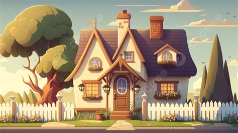 집 만화 보라색 정원 배경 만화 집 배경 바탕 배경 일러스트 및 사진 무료 다운로드 Pngtree