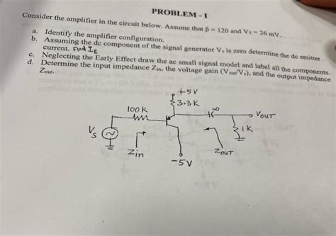 Solved PROBLEM I Consider The Amplifier In The Circuit Chegg Com