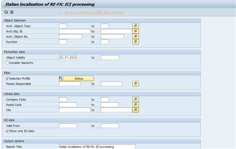 REXCITICI SAP Tcode ICI Cockpit Transaction Code