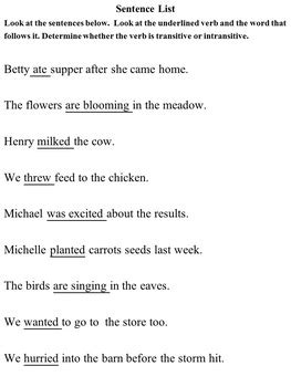 Farm Themed Intransitive Vs Transitive Sorting Center Activity TpT