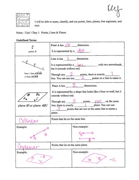 Unit Day Points Lines Planes Key Studocu