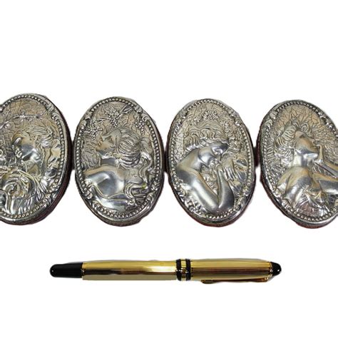 Kt 4 Medalhões Prata 850 Legítim Antiguid Feitos Mão 9 5x6cm