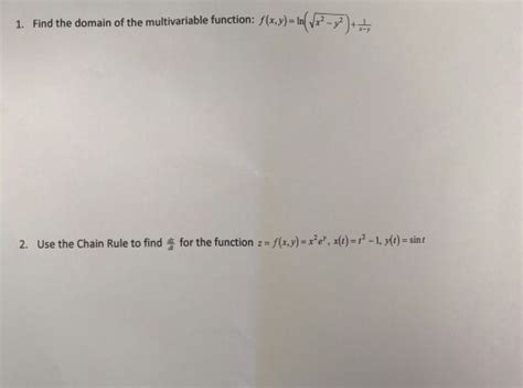 Solved Find The Domain Of The Multivariable Function F X Chegg