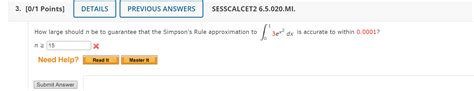solved how large should n be to guarantee that the simpson s