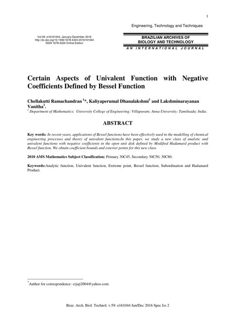 Pdf Certain Aspects Of Univalent Function With Negative Coefficients Defined By Bessel Function