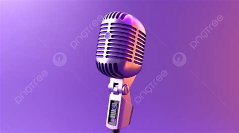 음악 상 가라오케 라디오 녹음 스튜디오 및 음향 장비에 이상적인 마이크 모델이 있는 보라색 배경의 현실적인 3d 그림 오래된 마이크 빈티지 마이크 마이크 배경 일러스트