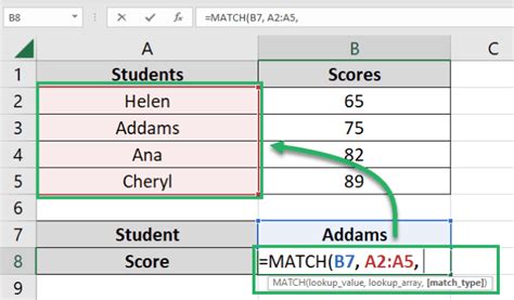 How To Use The Match Function In Excel Formula