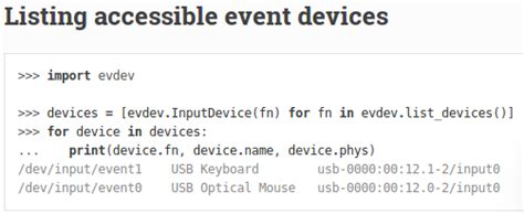 python evdev exercise listing accessible devices ask ubuntu